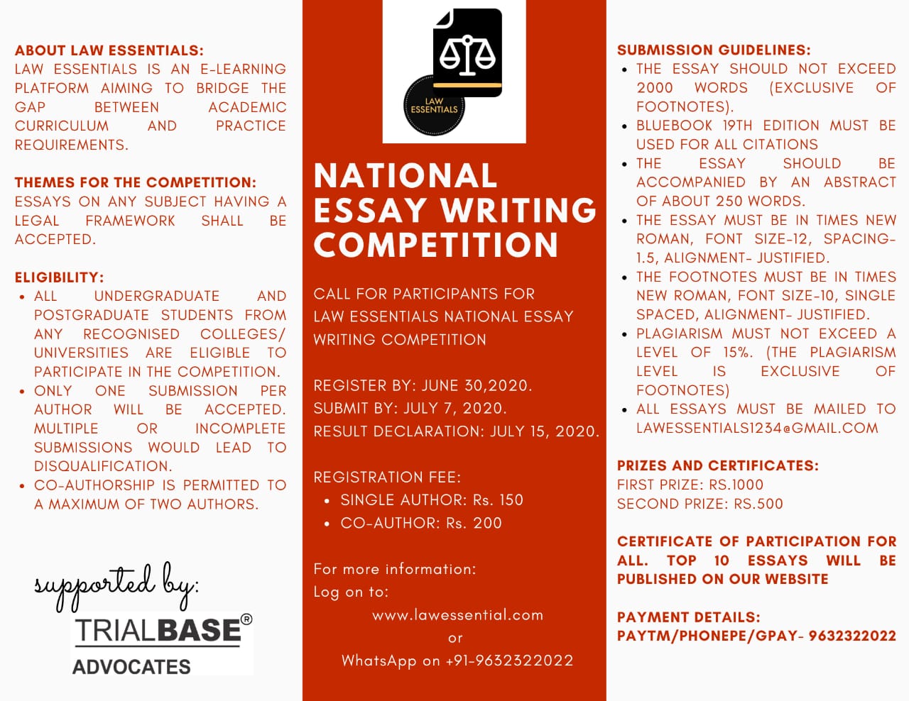 NATIONAL ESSAY WRITING COMPETITION BY LAW ESSENTIALS