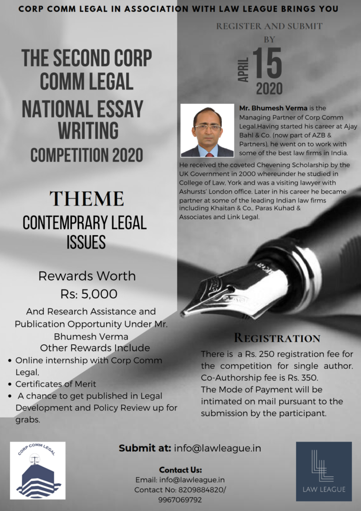 2ND CORP COMM LEGAL NATIONAL ESSAY WRITING COMPETITION 2020 : SUBMIT BY ...