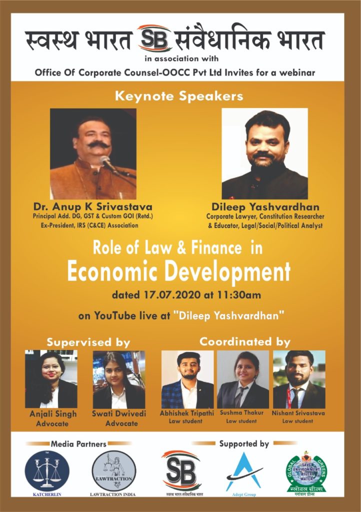Webinar on “ROLE OF LAW AND FINANCE IN ECONOMIC DEVELOPMENT” by OOCC ...