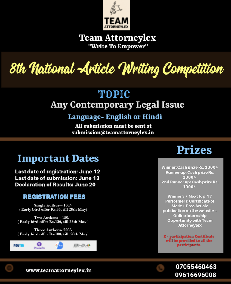 8TH NATIONAL ARTICLE WRITING COMPETITION ORGANISED BY TEAM ATTORNEYLEX ...