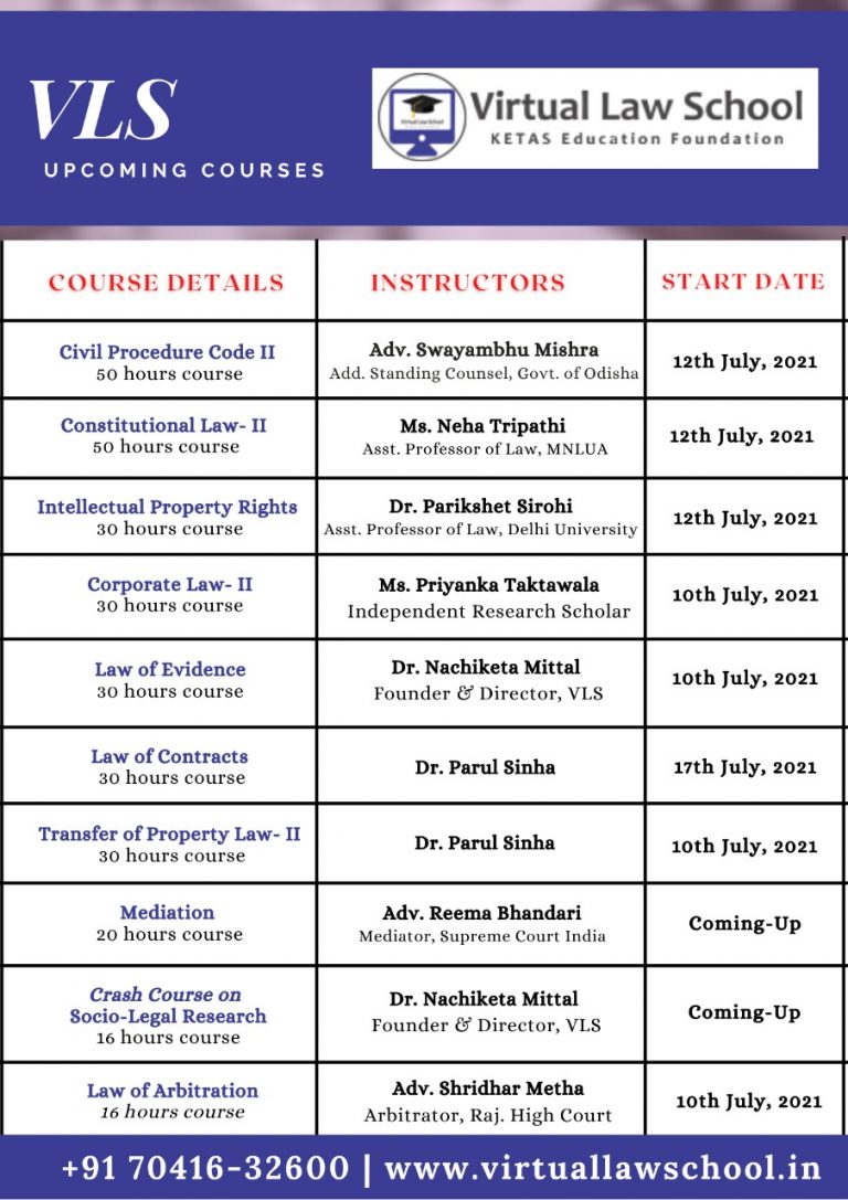 “CERTIFIED LEGAL COURSES” BY VIRTUAL LAW SCHOOL: STARTING FROM 10TH ...